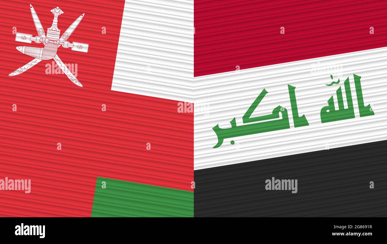 Iraq and Oman Two Half Flags Together Fabric Texture Illustration Stock ...