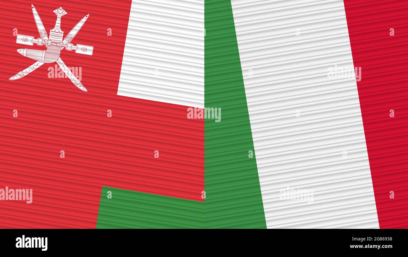 Italy and Oman Two Half Flags Together Fabric Texture Illustration ...