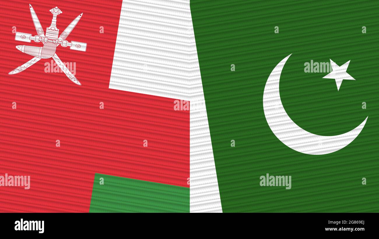 Pakistan and Oman Two Half Flags Together Fabric Texture Illustration ...