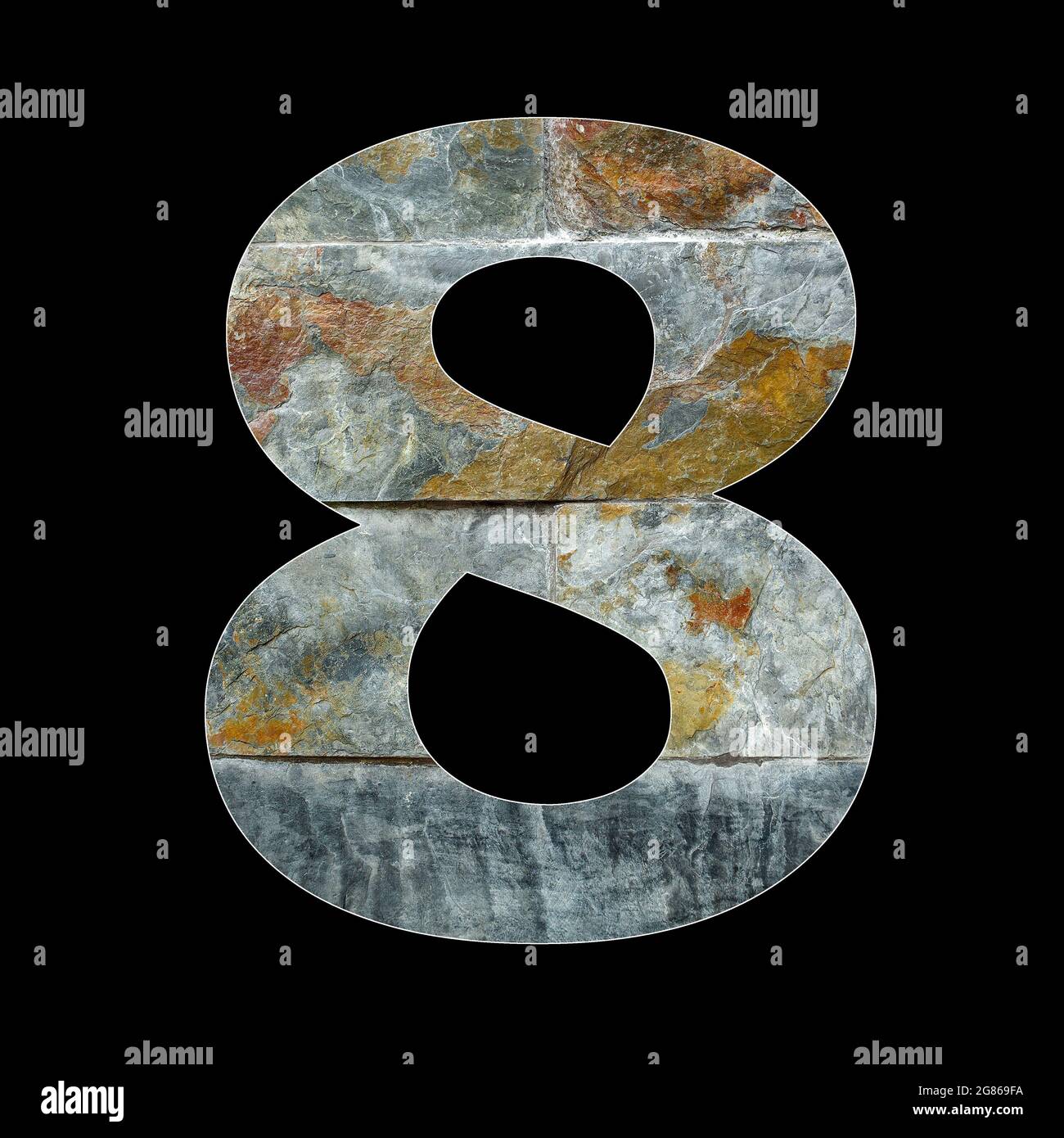 Number 8 - Eight digit on rustic stone background Stock Photo - Alamy