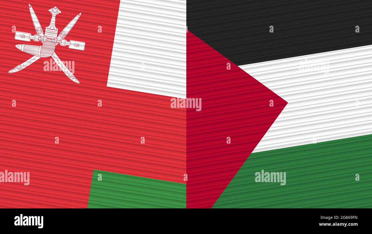 Palestine and Oman Two Half Flags Together Fabric Texture Illustration ...
