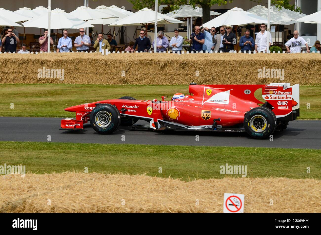 Ferrari F10 Formula 1, Grand Prix racing car car driving on the hill ...