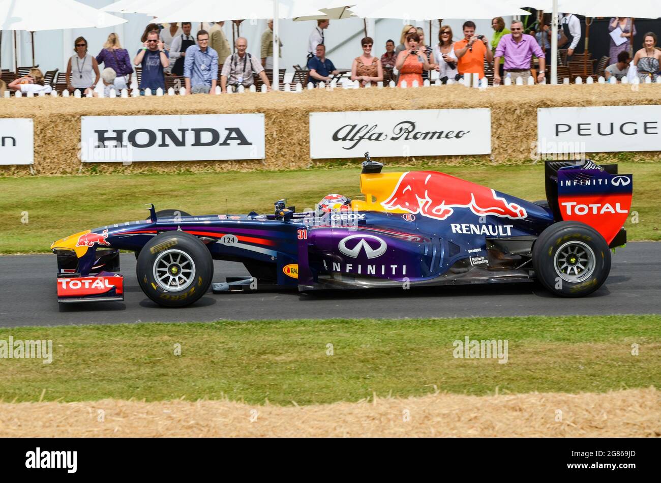 Red Bull RB7 Formula 1, Grand Prix racing car on the hill climb at the ...