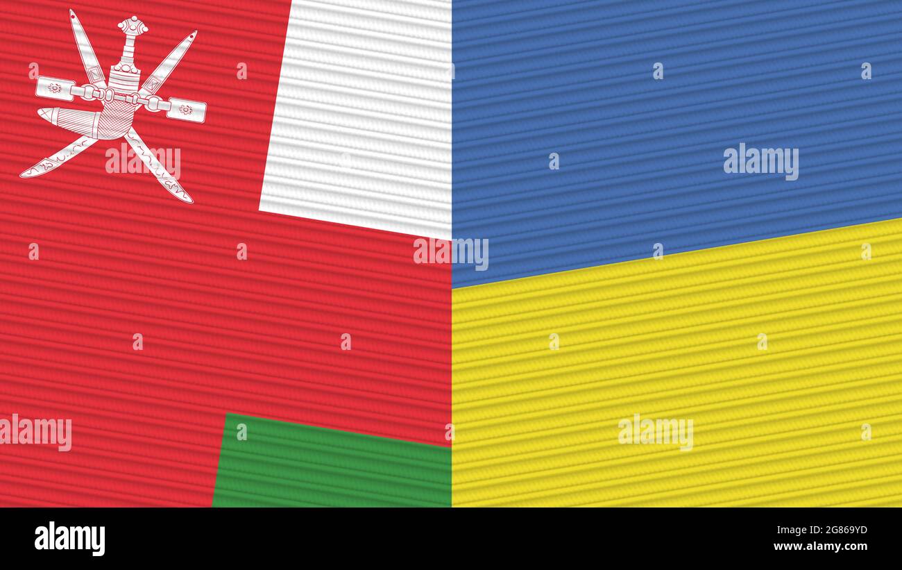 Ukraine and Oman Two Half Flags Together Fabric Texture Illustration ...