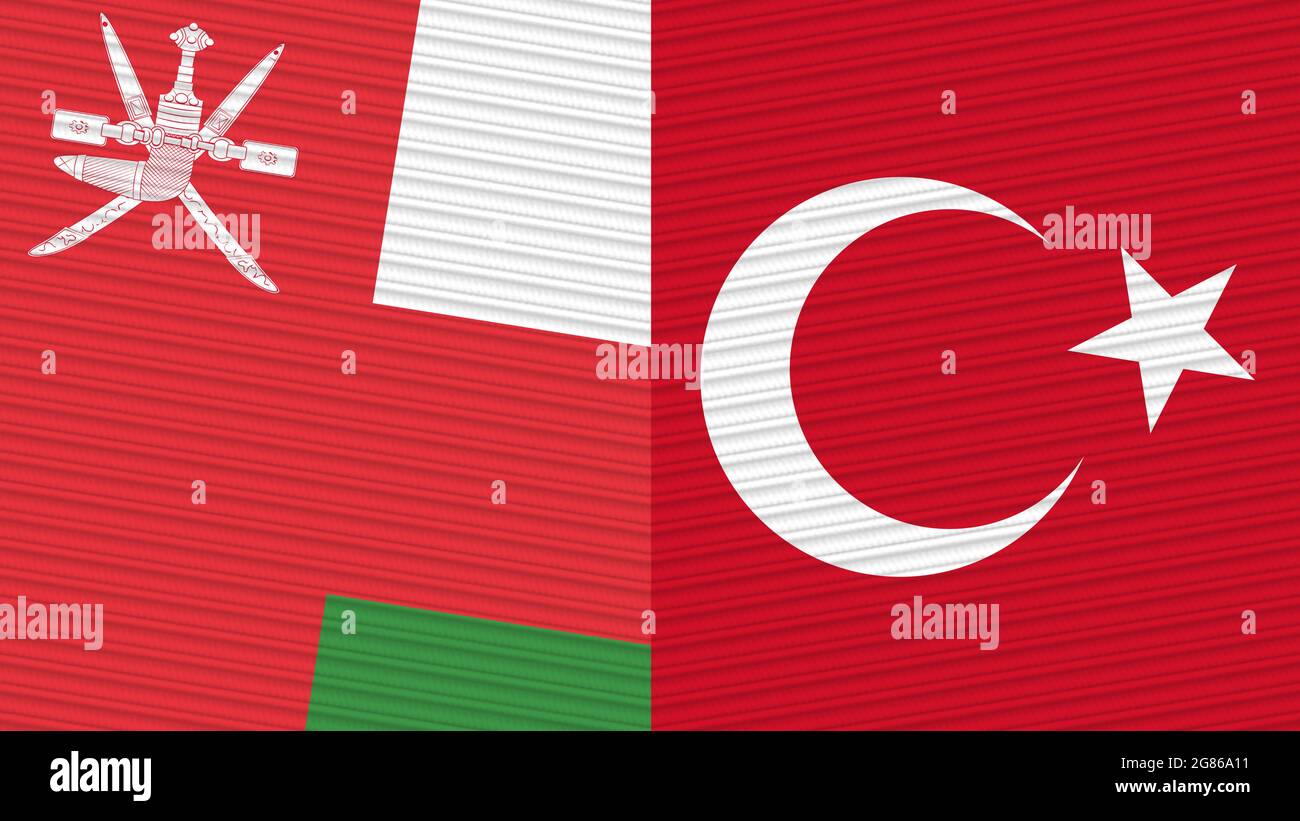 Turkey and Oman Two Half Flags Together Fabric Texture Illustration ...