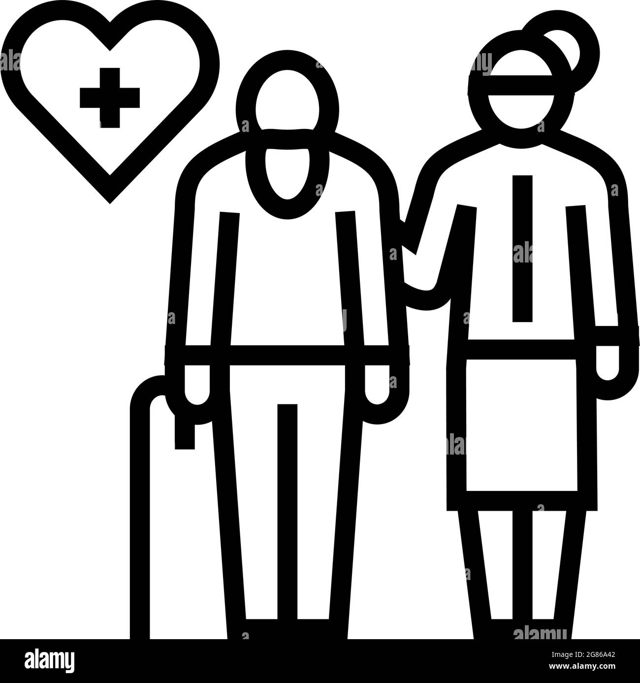 helping and caring for elderly people line icon vector illustration ...