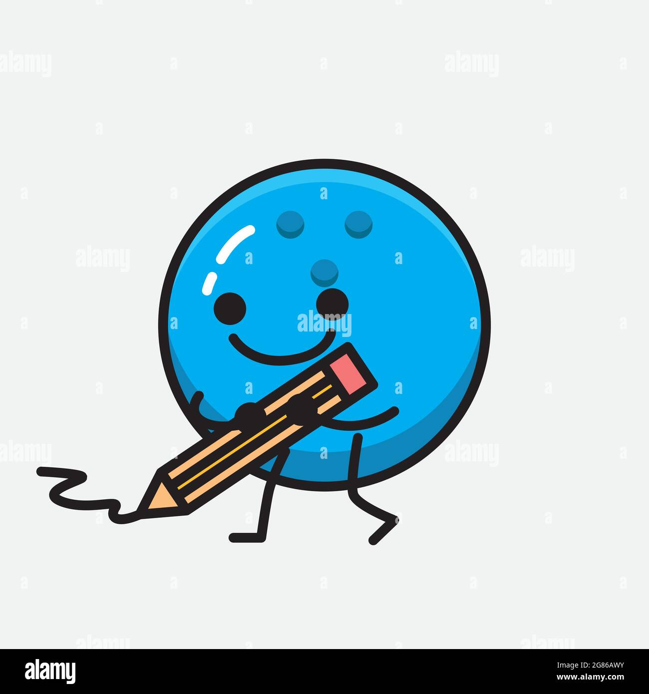 Vector Illustration of Bowling Ball Character with cute face and simple ...