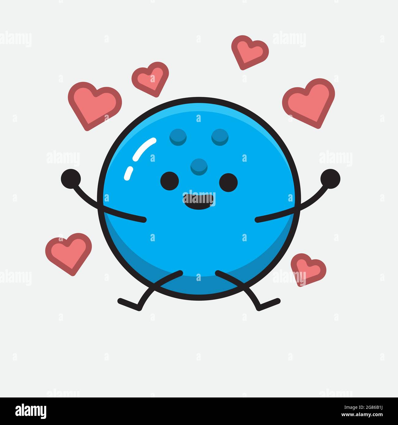 Vector Illustration of Bowling Ball Character with cute face and simple ...