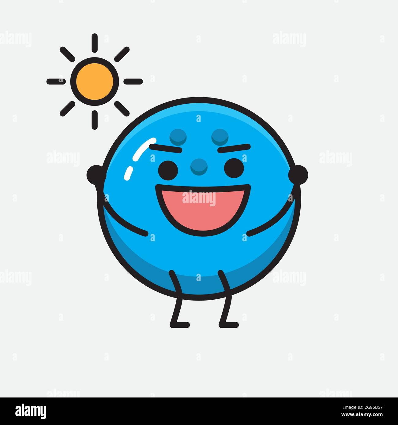 Vector Illustration of Bowling Ball Character with cute face and simple ...