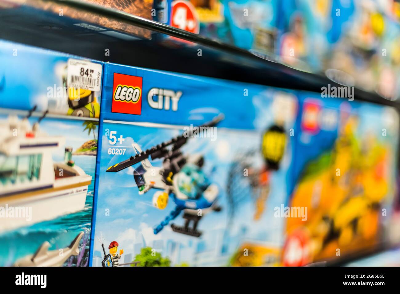 POZNAN, POL - JUN 17, 2021: Sets of Lego construction toys displayed on ...