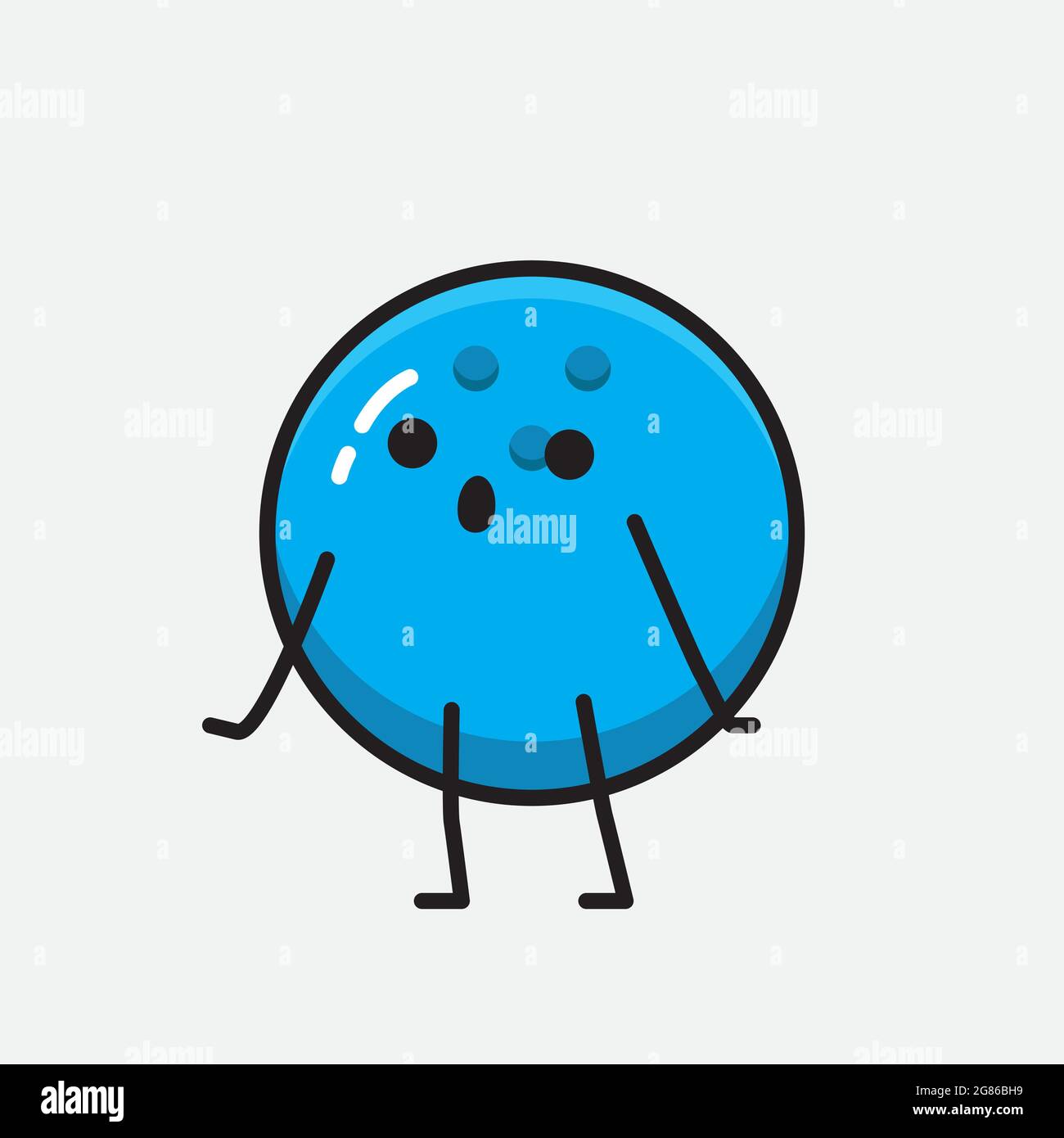Vector Illustration of Bowling Ball Character with cute face and simple ...