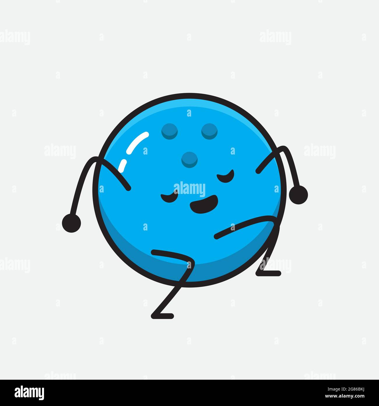 Vector Illustration of Bowling Ball Character with cute face and simple ...