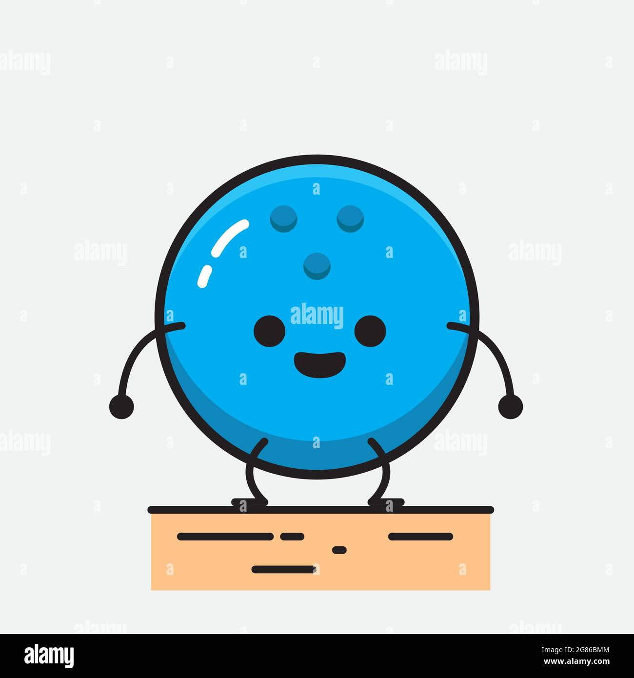 Vector Illustration of Bowling Ball Character with cute face and simple ...