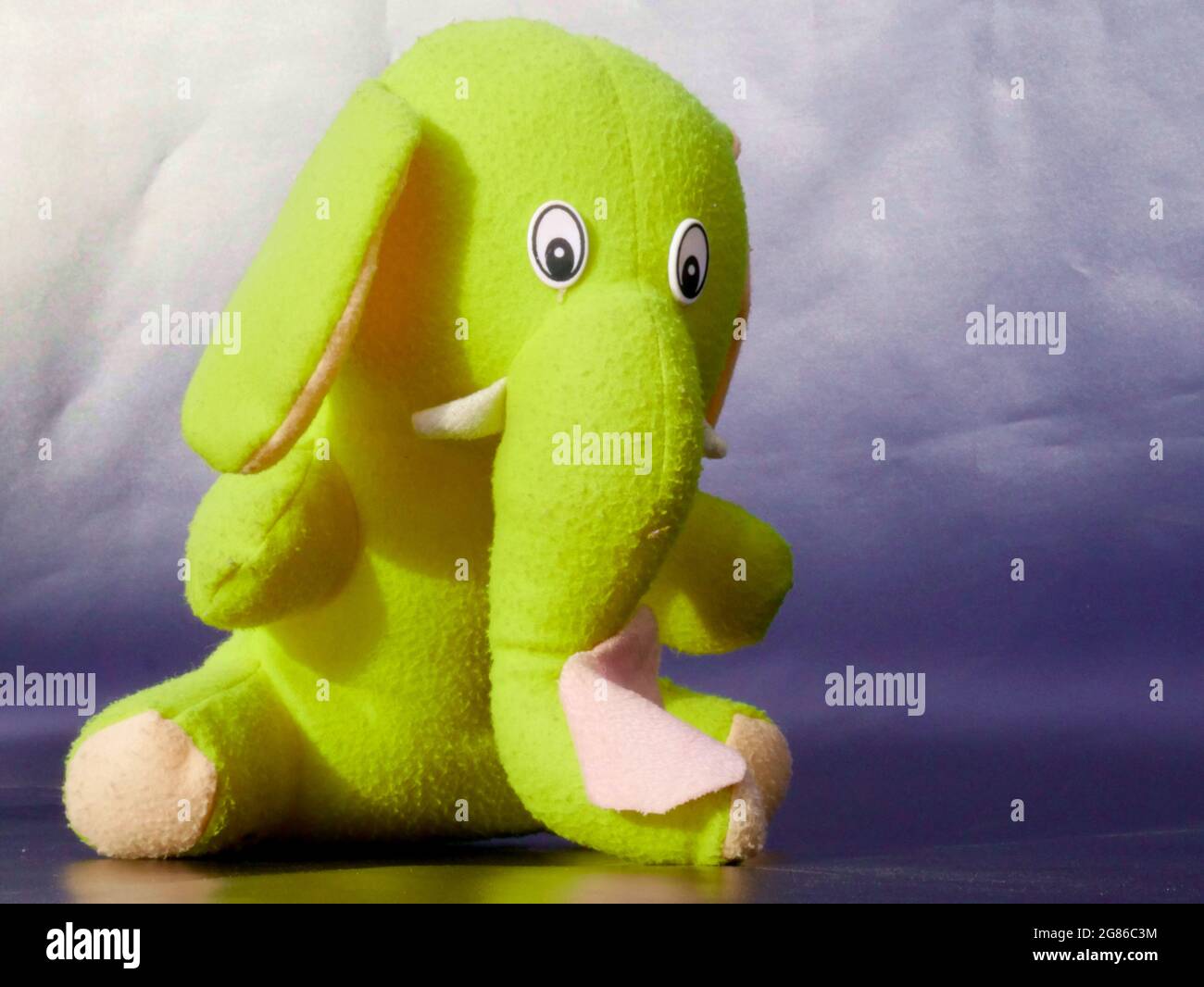 Yellow color elephant Animal soft toy isolate on gray background, kids ...
