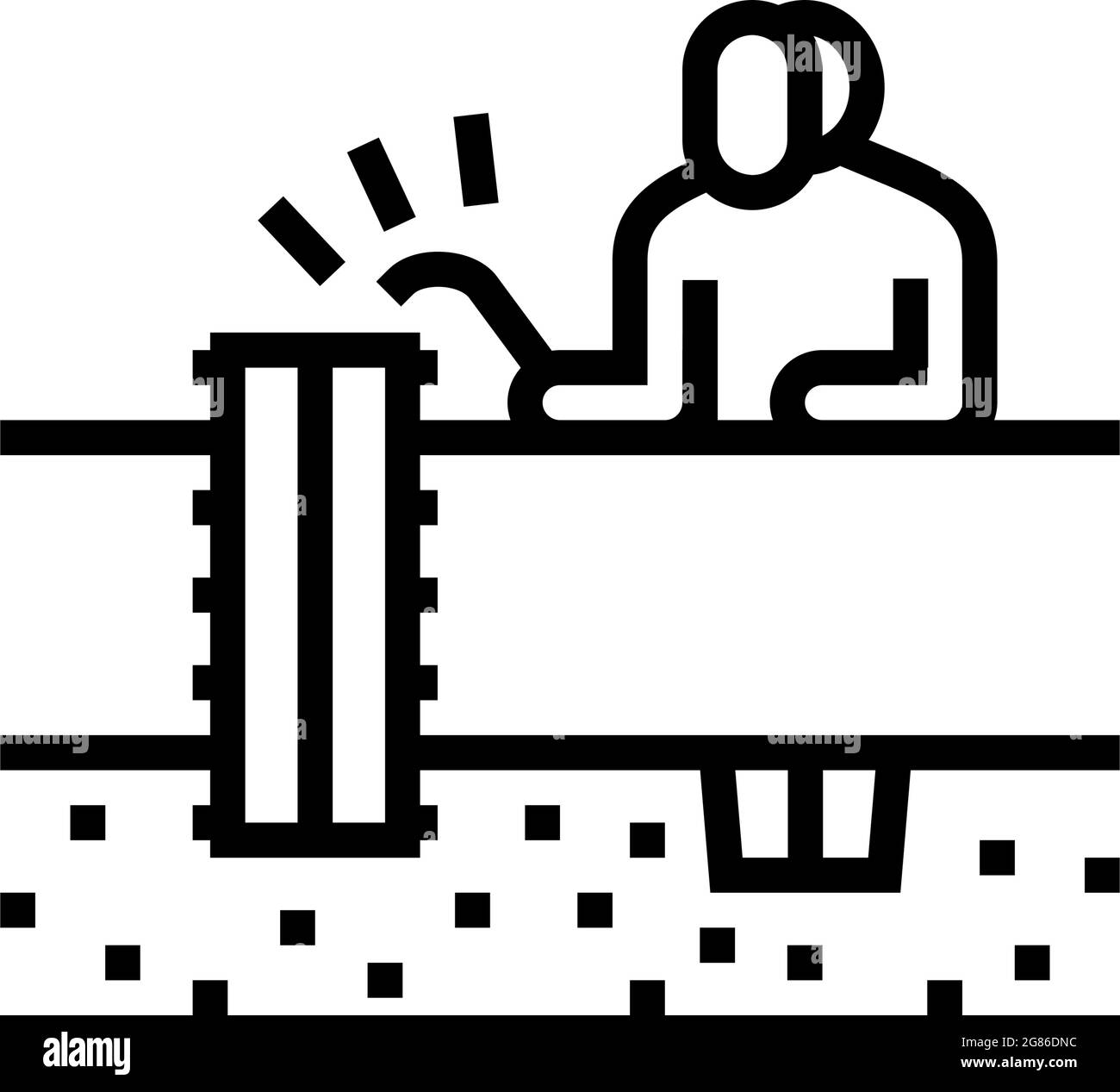 worker welding pipeline construction line icon vector illustration ...