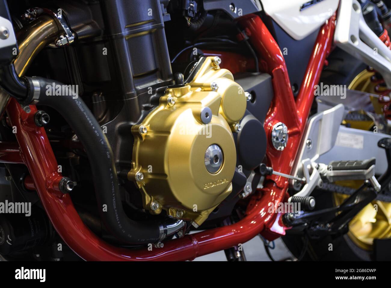 BANGKOK - Dec 2, 2020:- Close up - Detail of Motorbike cylinder block ...