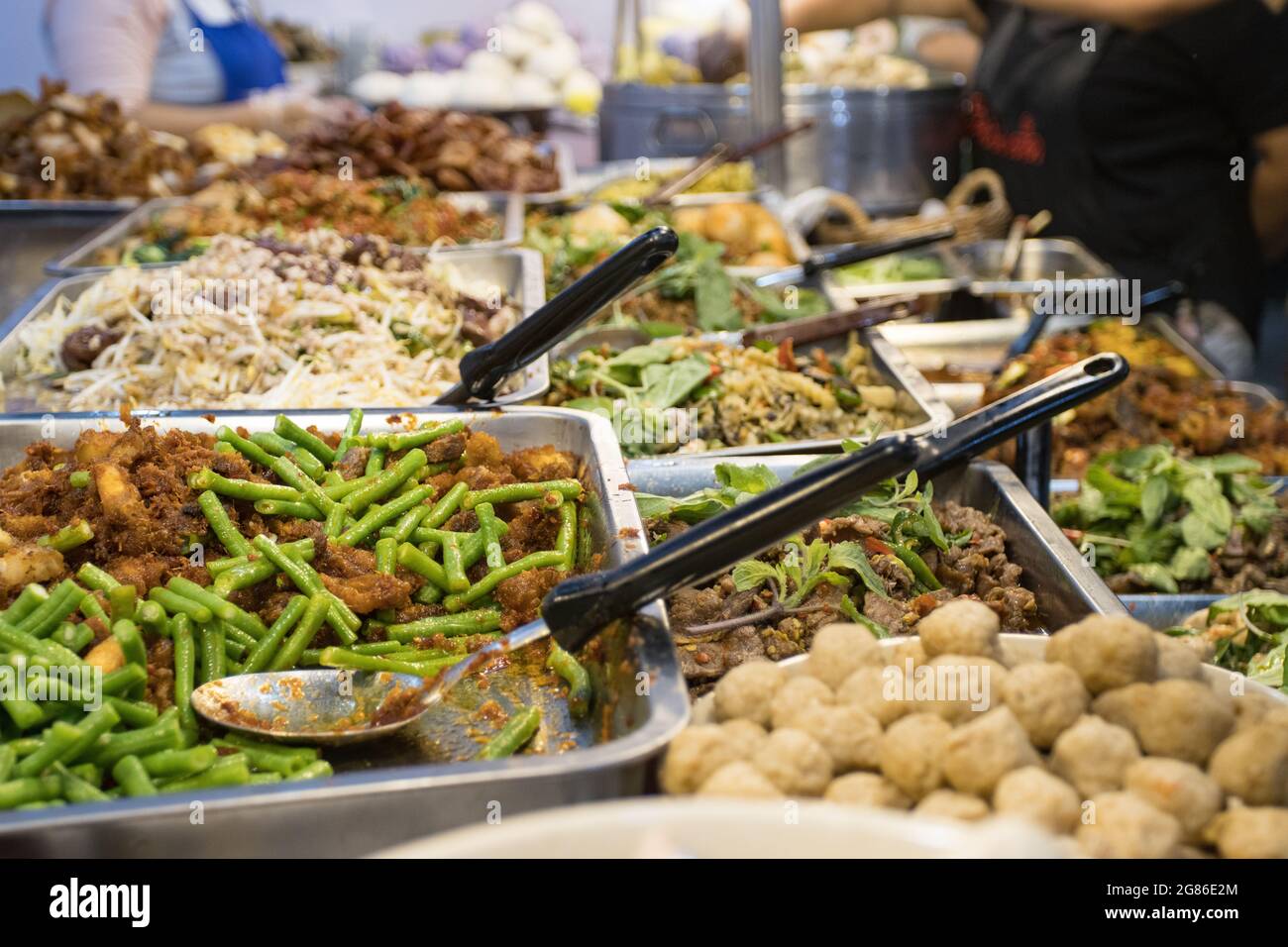 Thai street foods, Thai foods style Rice and Curry at market Bangkok of ...