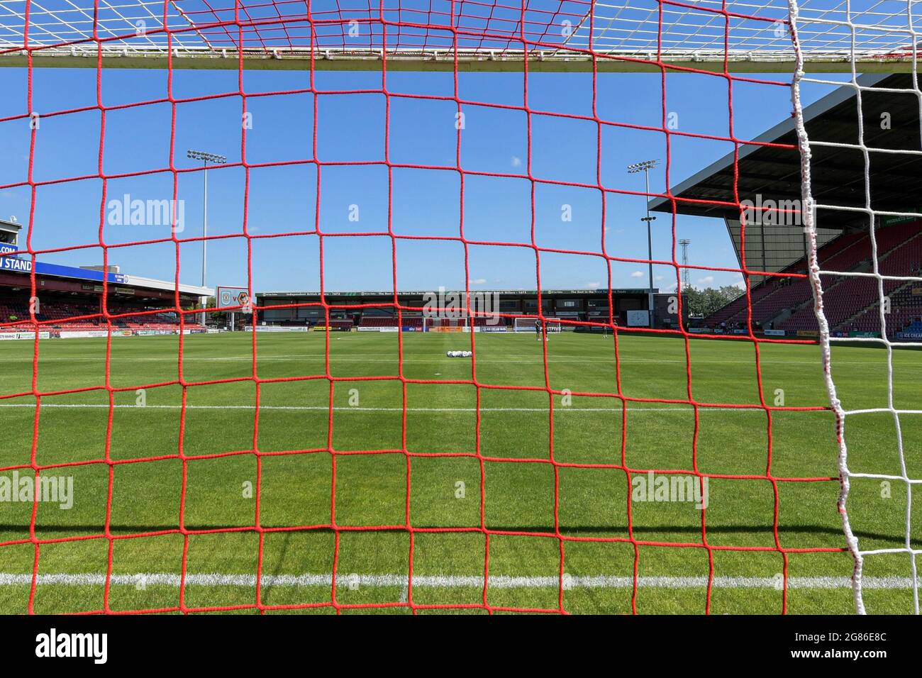 A general view of the Mornflake Stadium, the home of Crewe Alexandra ...