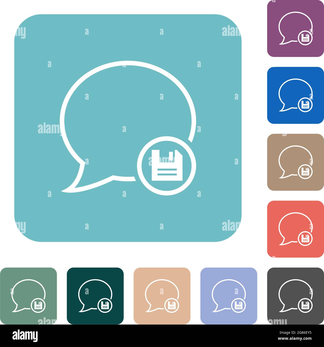 Save message white flat icons on color rounded square backgrounds Stock ...