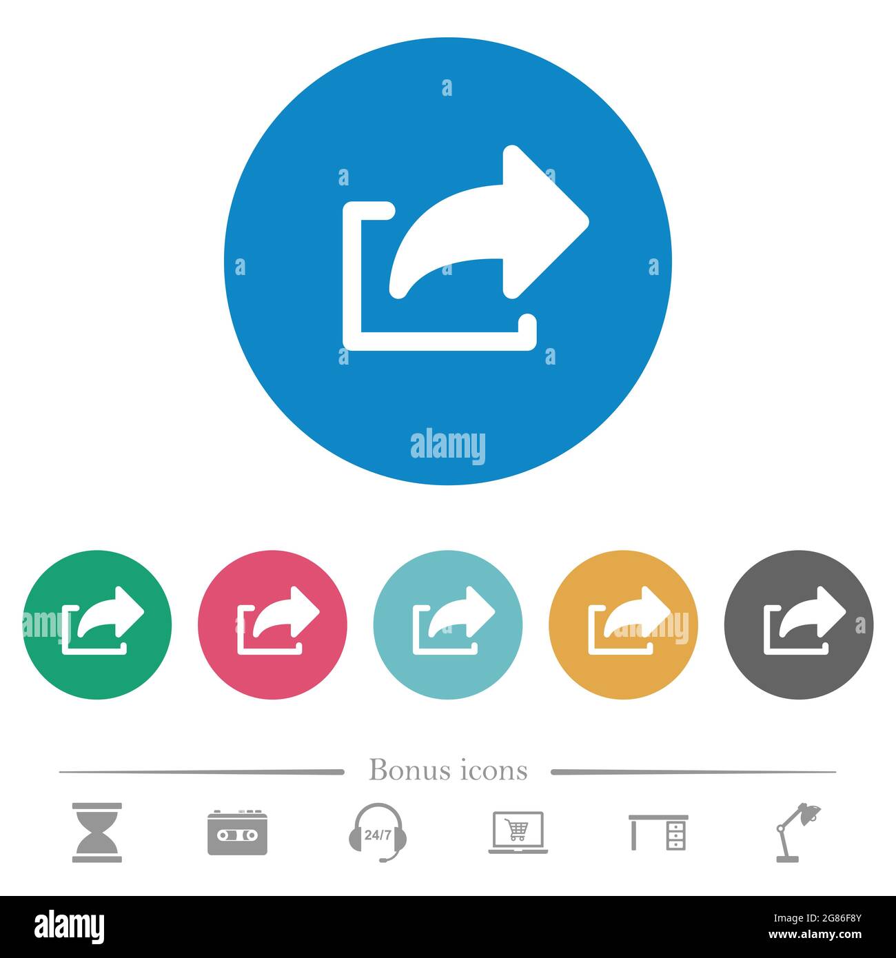 Export symbol flat white icons on round color backgrounds. 6 bonus ...
