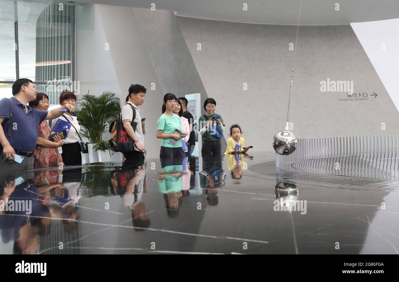 Shanghai. 17th July, 2021. People visit the Shanghai Astronomy Museum ...