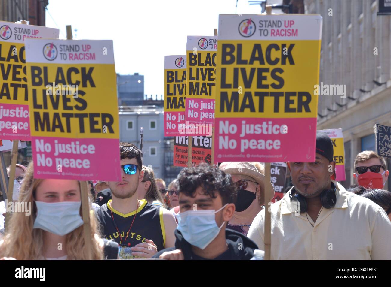 Manchester, UK. 17th July 2021. A lively and vocal Black Lives Matter ...