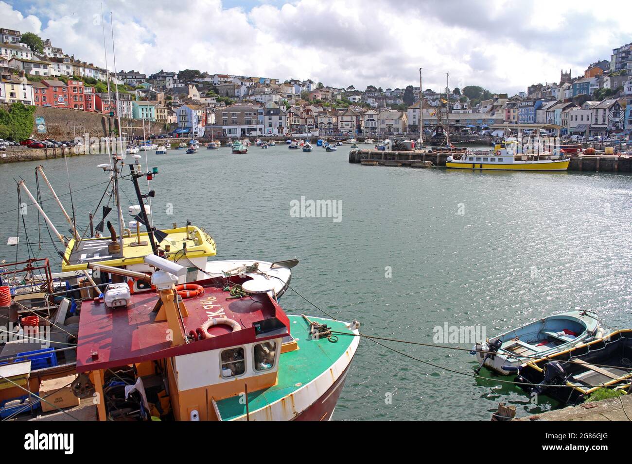 Brixham harbour and boats, Devon Stock Photo - Alamy