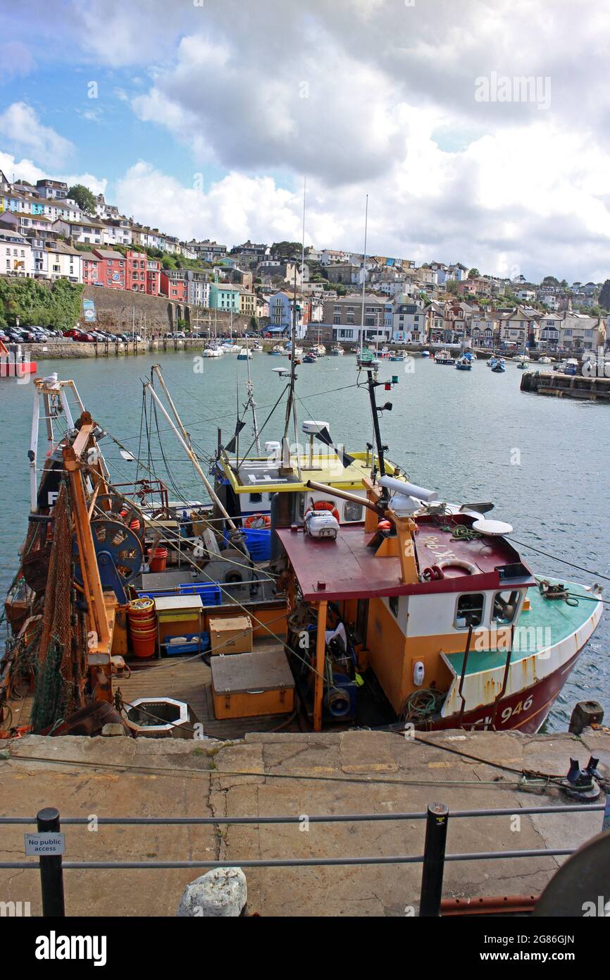 Brixham harbour and boats, Devon Stock Photo - Alamy