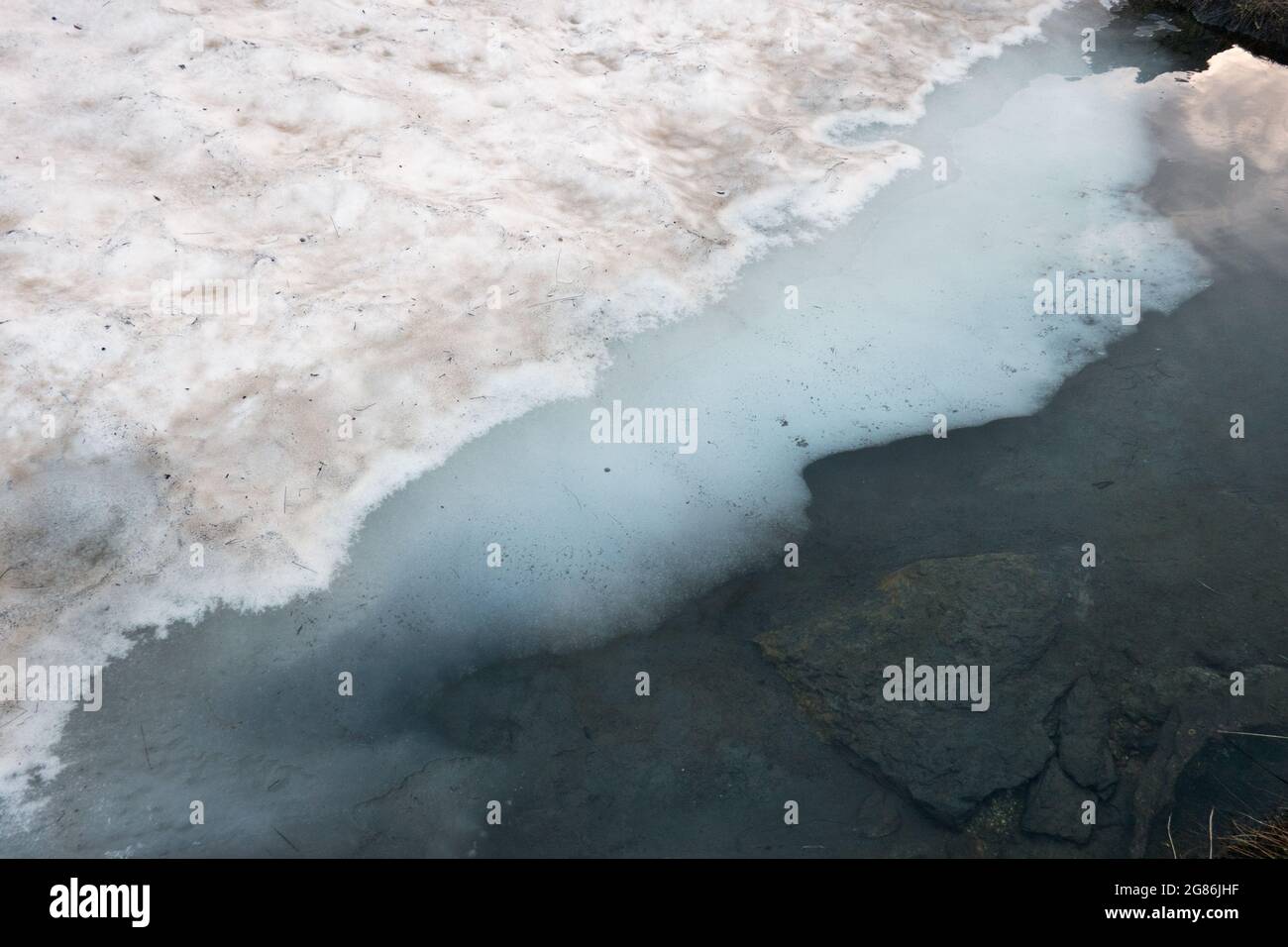 End of winter, beginning of spring: melting snow forming a river Stock ...