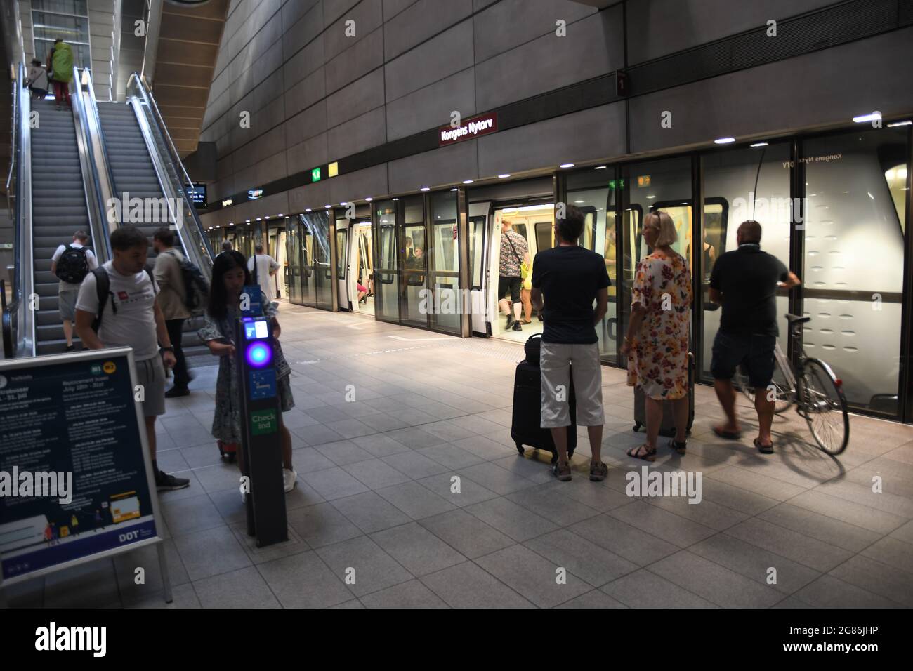 Copenhagen, Denmark.17 July 2021, Jouney wih public transport metro ...