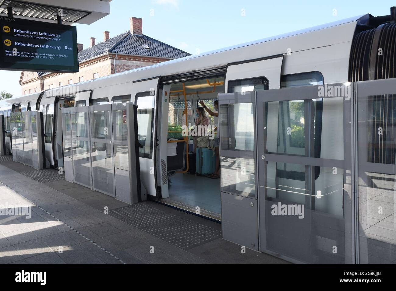 Copenhagen, Denmark.17 July 2021, Jouney wih public transport metro ...