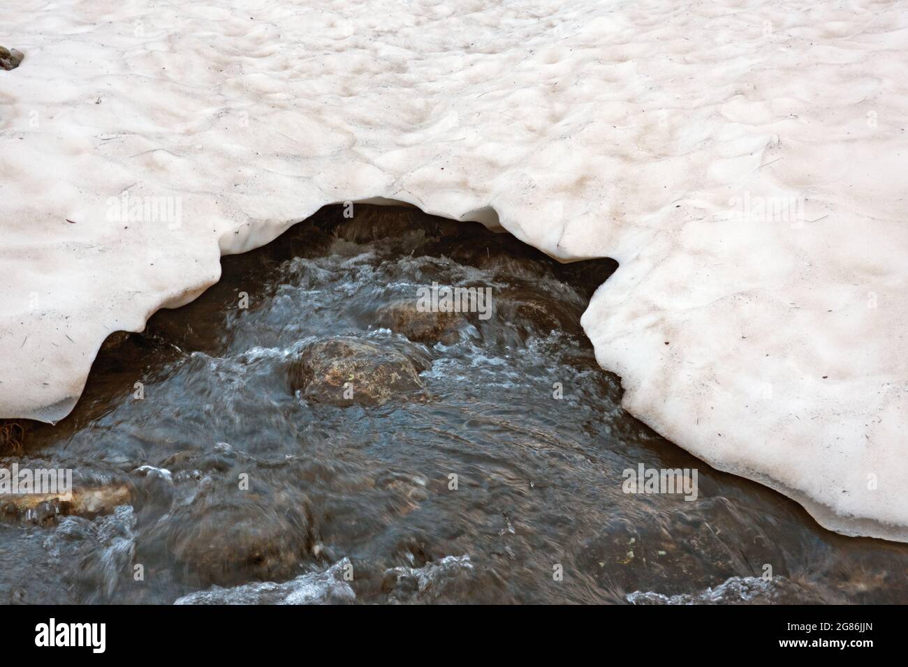 End of winter, beginning of spring: melting snow forming a river Stock ...