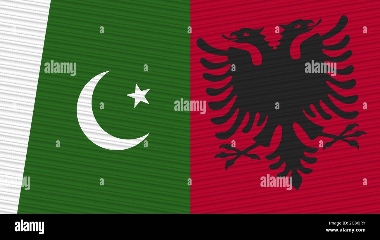 Albania and Pakistan Two Half Flags Together Fabric Texture ...