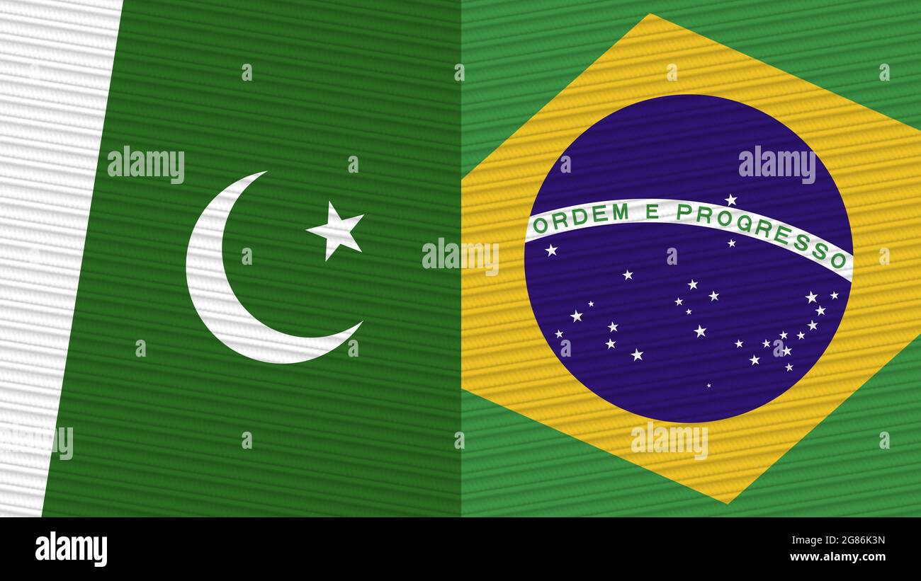Brazil and Pakistan Two Half Flags Together Fabric Texture Illustration ...