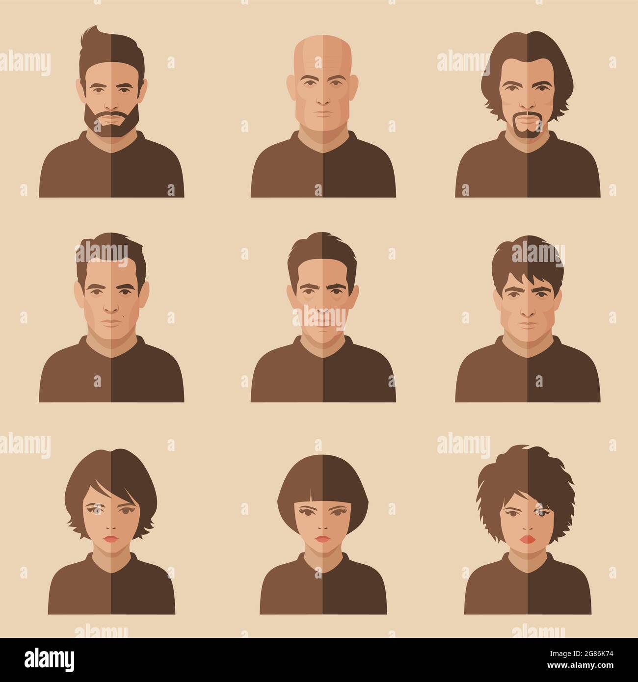 vector flat people face, avatar icon, cartoon character Stock Vector ...