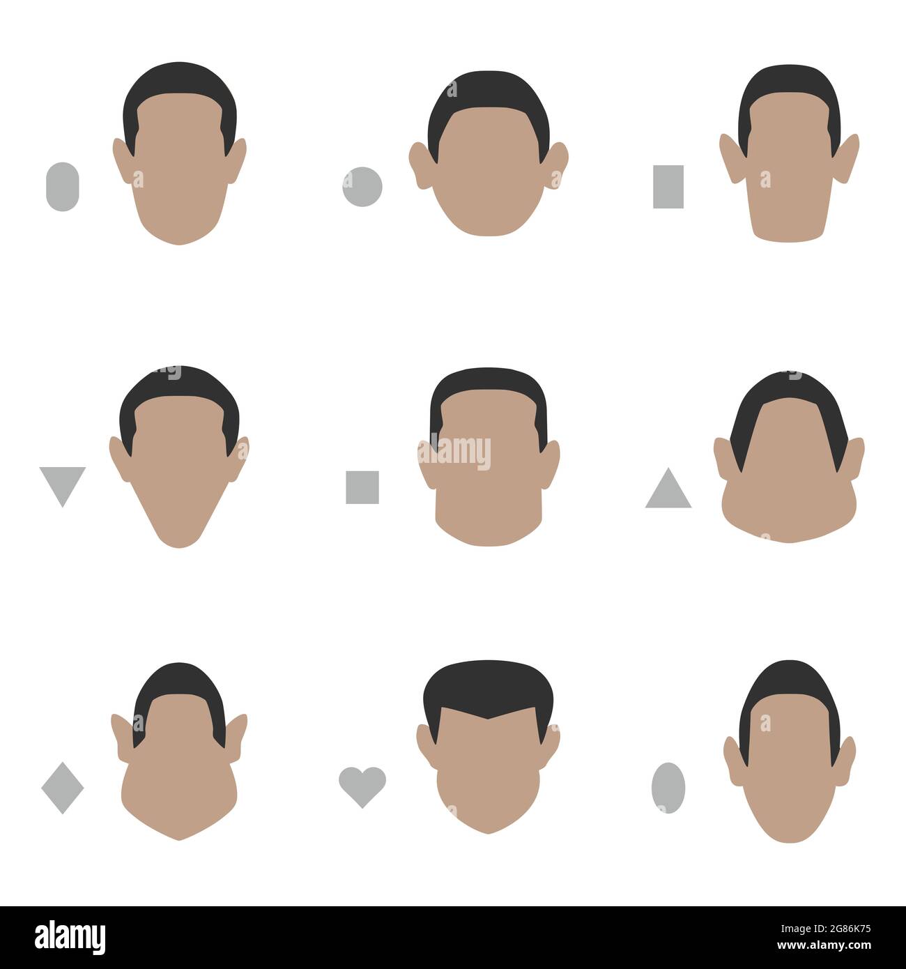 character face vector shapes, cartoon head icon Stock Vector Image ...