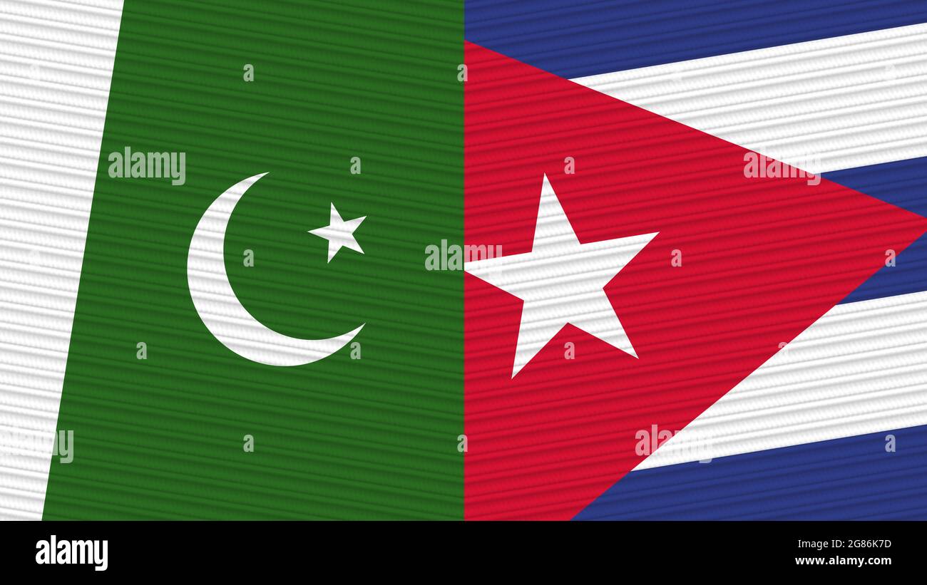 Cuba and Pakistan Two Half Flags Together Fabric Texture Illustration ...