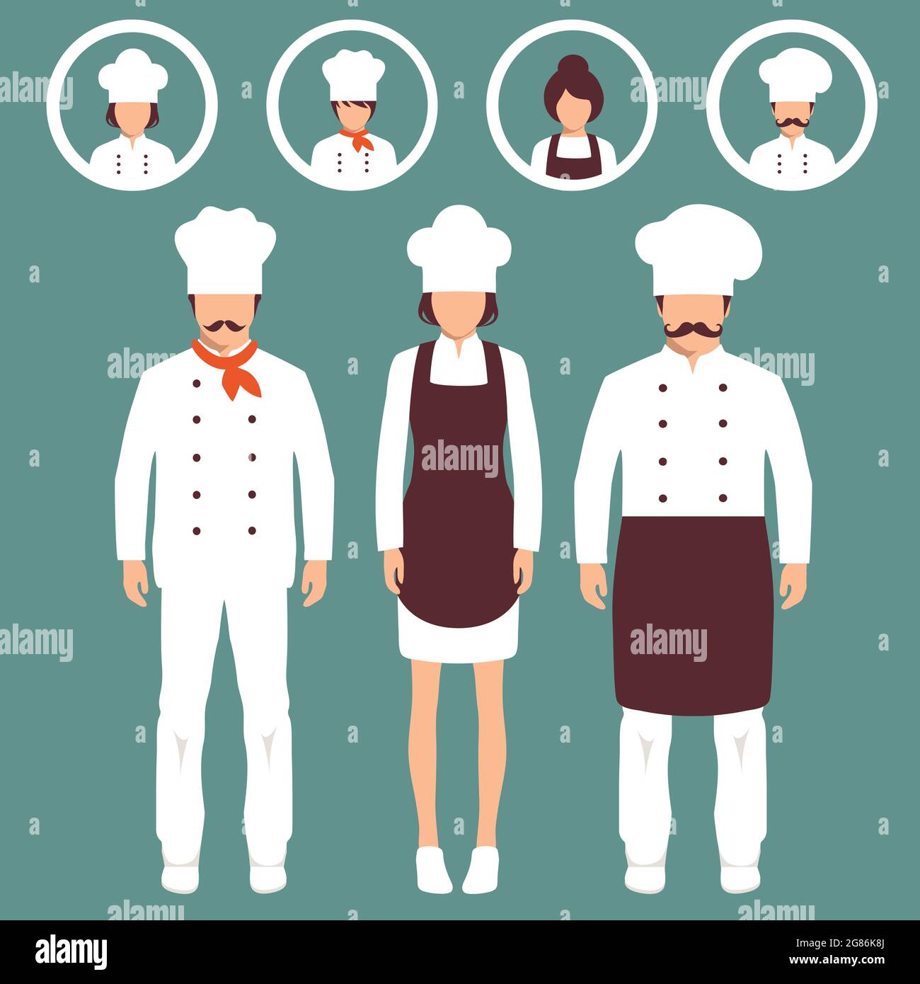 vector cooking illustration, cartoon cook icons, restaurant chef hats ...