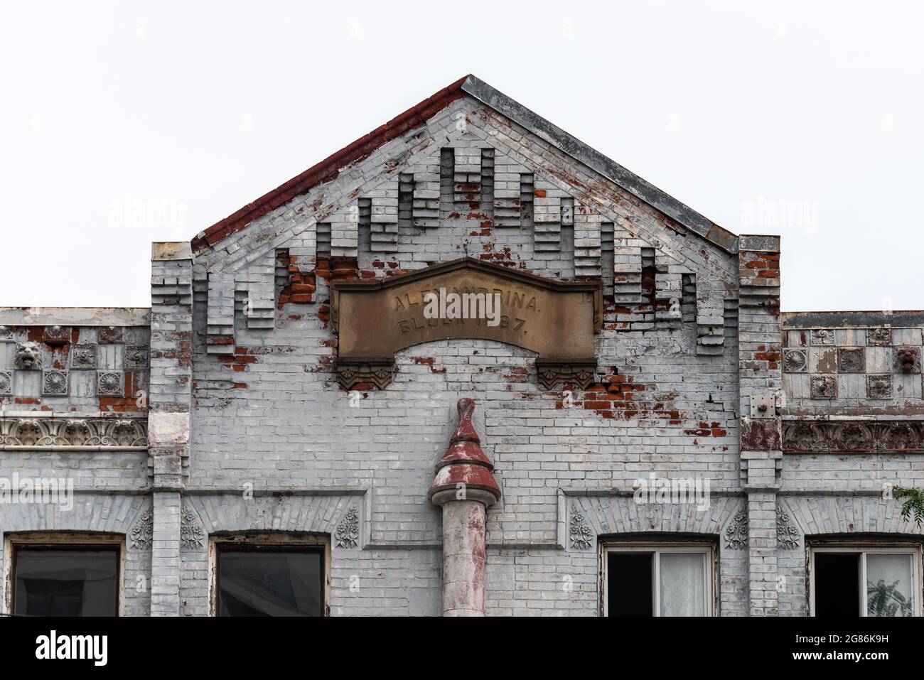 architectural capital in an old brick-wall building, toronto, canada ...