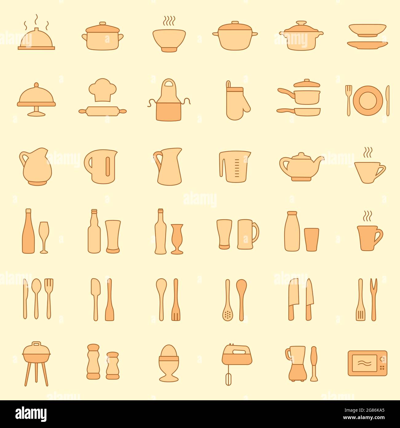 vector cooking kitchen icons, set cook tools Stock Vector Image & Art ...