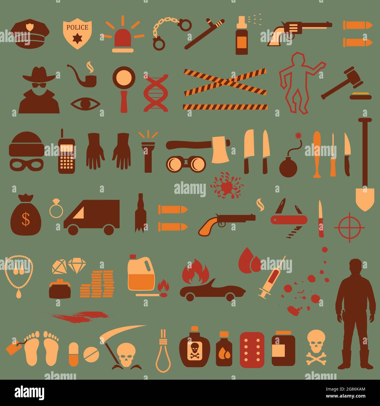 Crime icons hi-res stock photography and images - Alamy