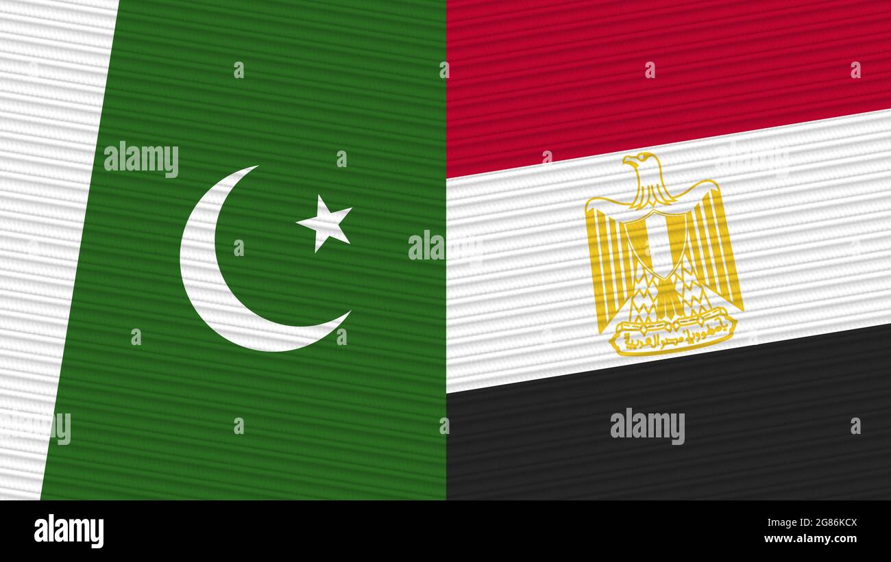 Egypt and Pakistan Two Half Flags Together Fabric Texture Illustration ...