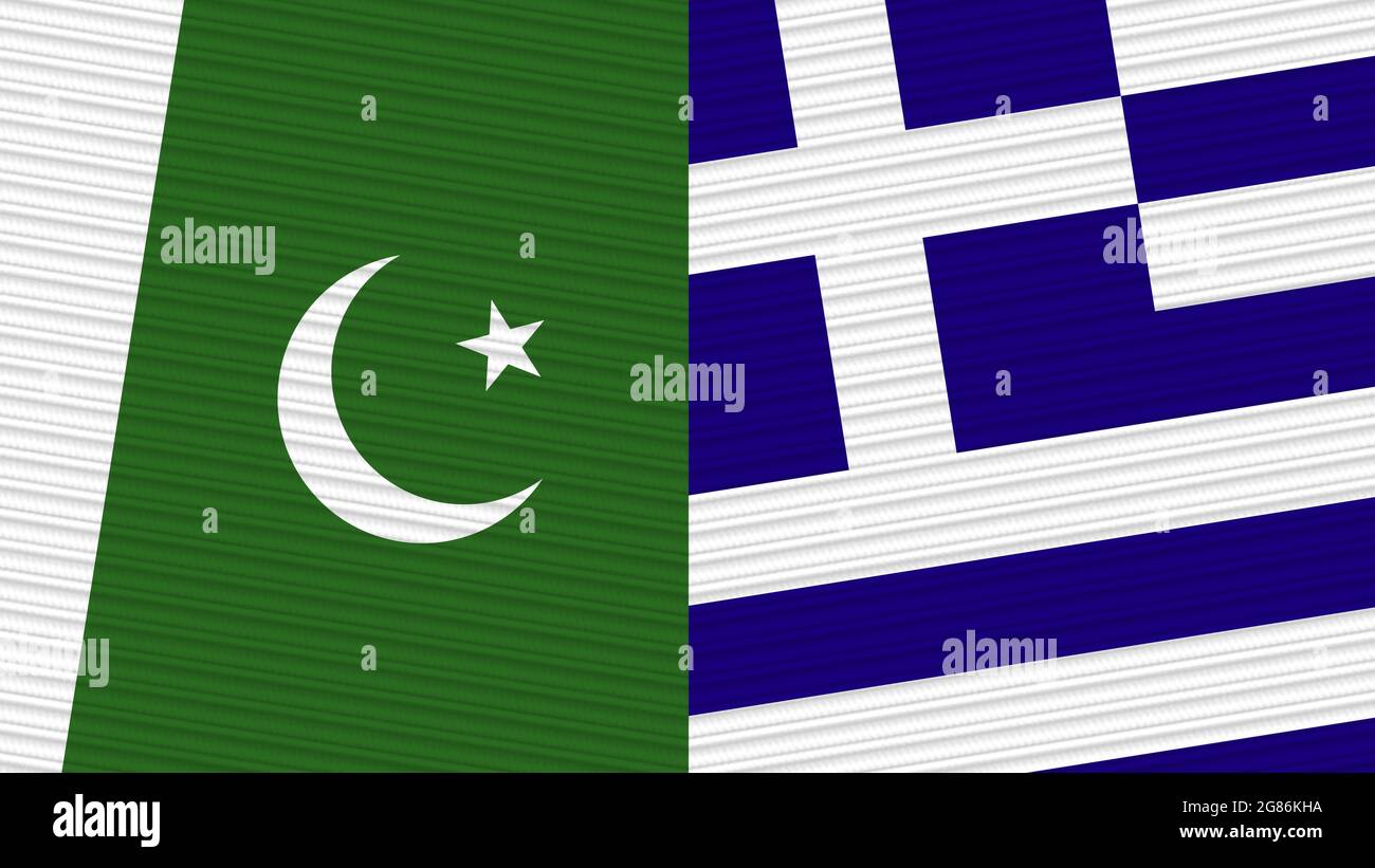 Greece and Pakistan Two Half Flags Together Fabric Texture Illustration ...