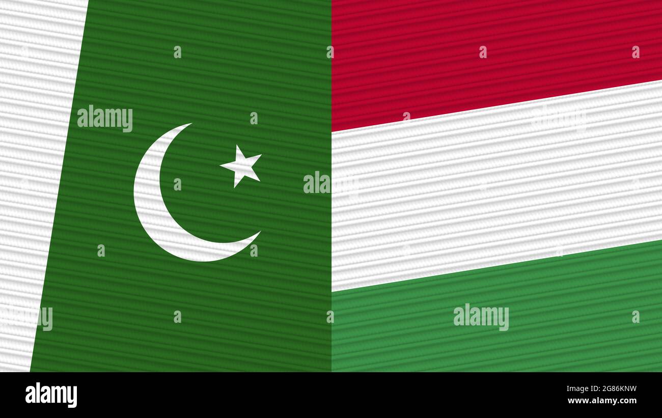Hungary and Pakistan Two Half Flags Together Fabric Texture ...