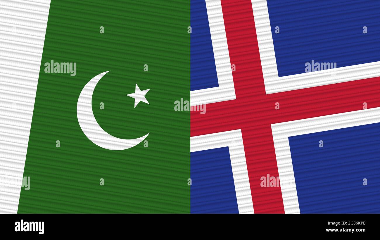 Iceland and Pakistan Two Half Flags Together Fabric Texture ...