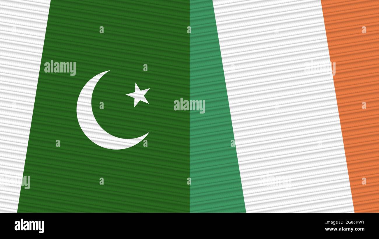 Ireland and Pakistan Two Half Flags Together Fabric Texture ...