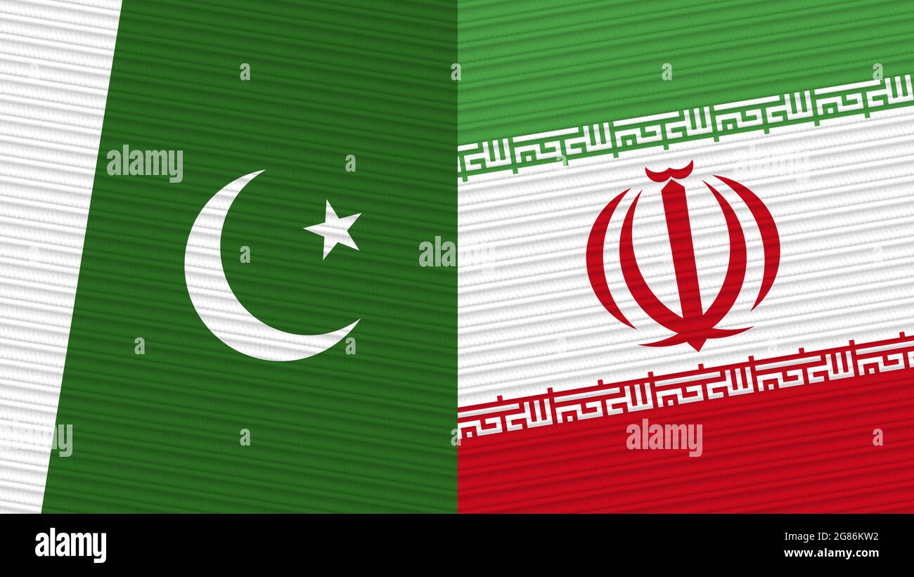 Iran and Pakistan Two Half Flags Together Fabric Texture Illustration ...