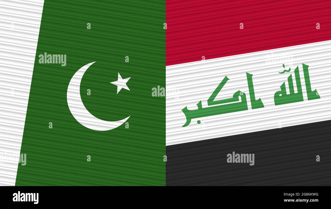 Iraq and Pakistan Two Half Flags Together Fabric Texture Illustration ...