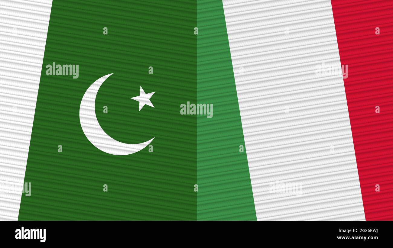 Italy and Pakistan Two Half Flags Together Fabric Texture Illustration ...