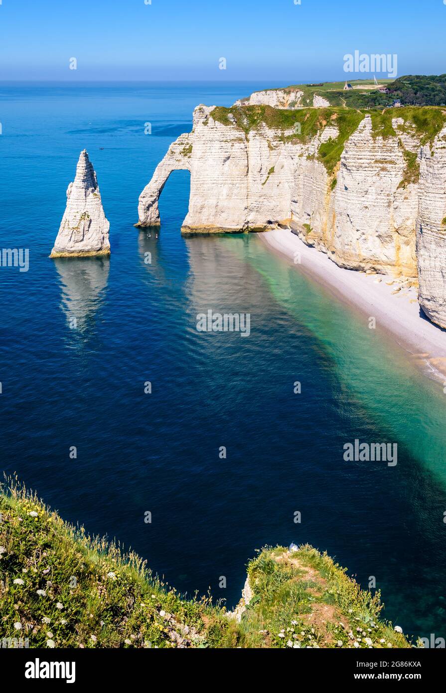 The Needle, the arch of the Aval cliff and the Jambourg beach in ...
